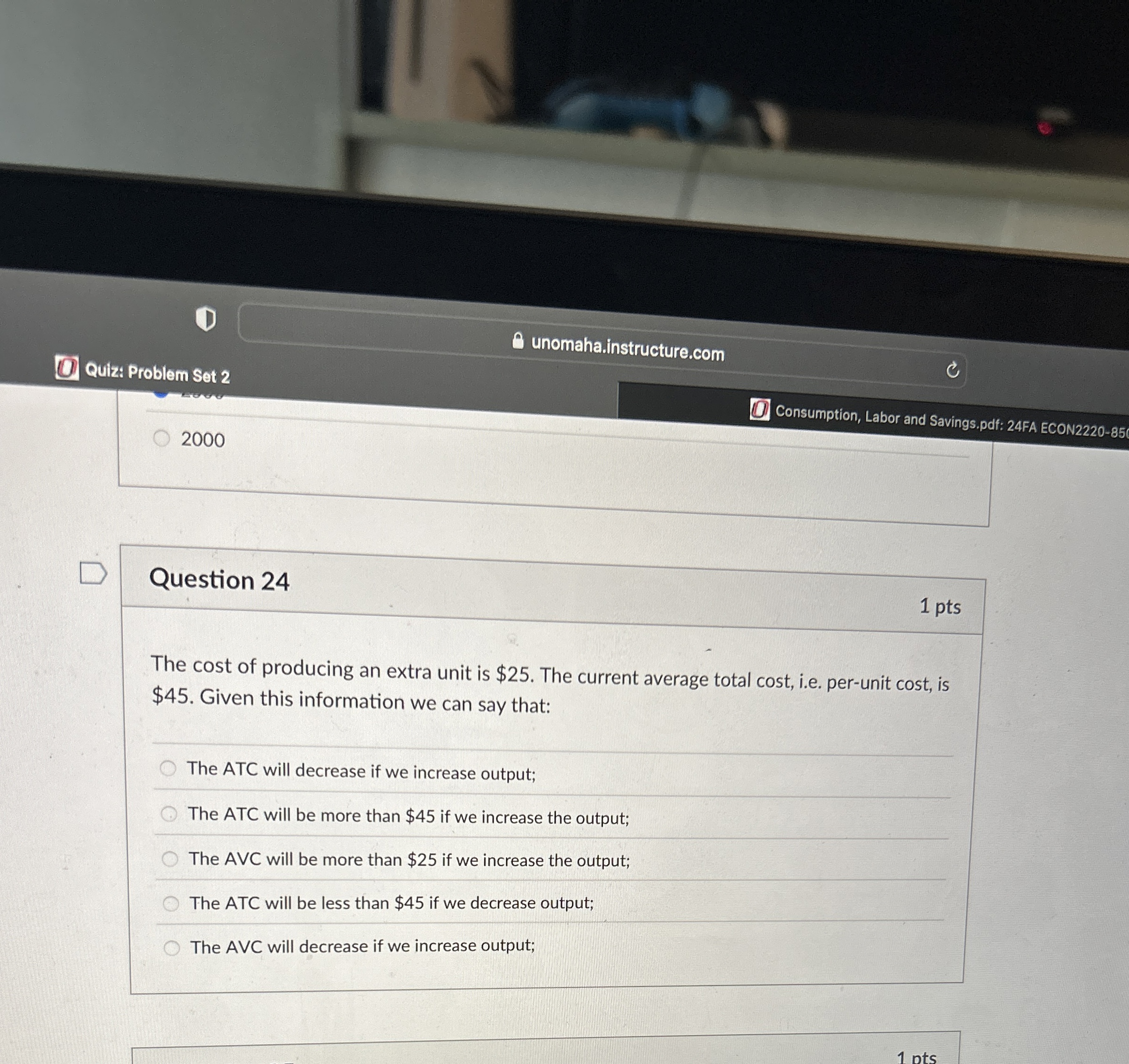 Solved Question 24The cost of producing an extra unit is | Chegg.com
