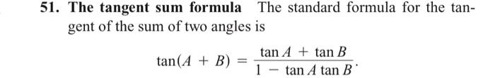 Solved 1. The tangent sum formula The standard formula for | Chegg.com