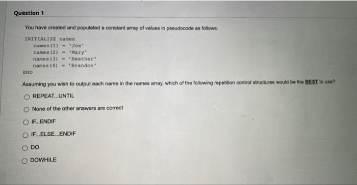 Solved You have created and populated a constant array of | Chegg.com