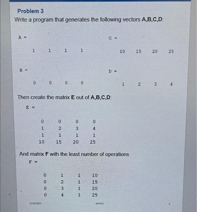 Solved Problem 3 Write a program that generates the | Chegg.com