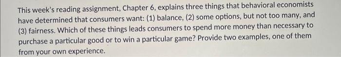 Solved This week's reading assignment, Chapter 6 , explains | Chegg.com