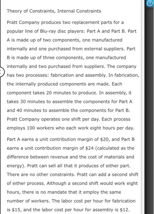 Solved Theory of Constraints, Internal Constraints Pratt | Chegg.com