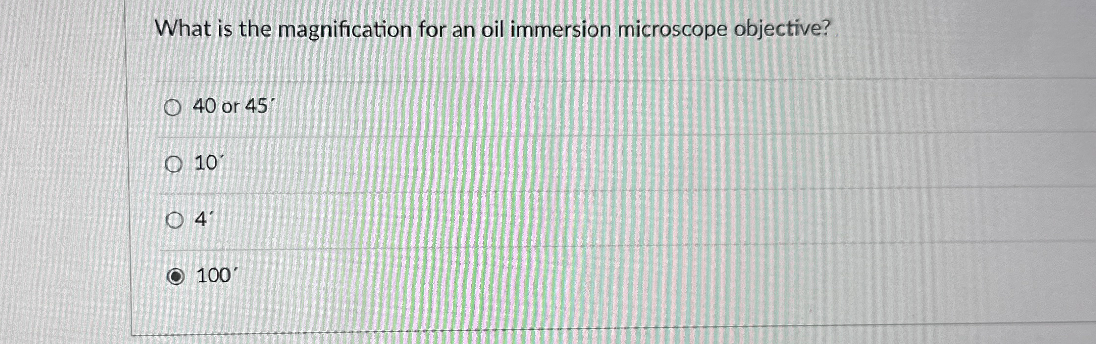 Solved What is the magnification for an oil immersion | Chegg.com