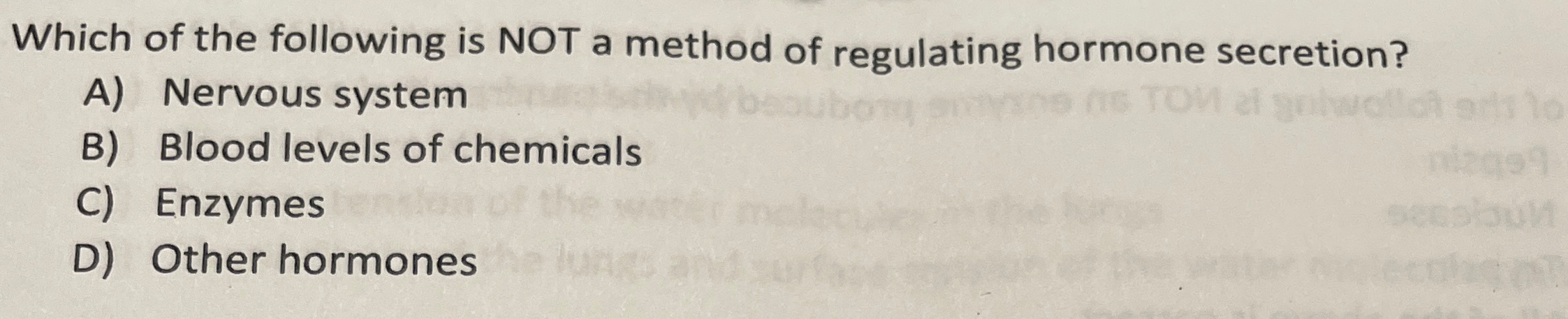 Solved Which of the following is NOT a method of regulating | Chegg.com