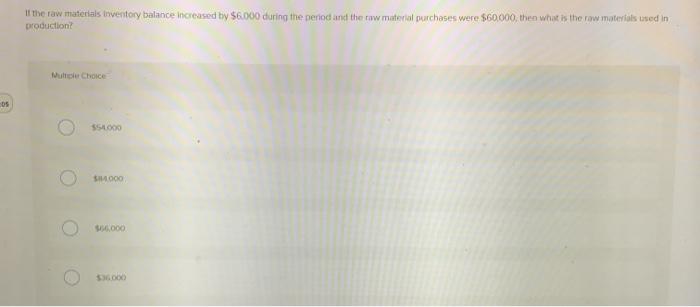 Solved ll the raw materials inventory balance increased by | Chegg.com