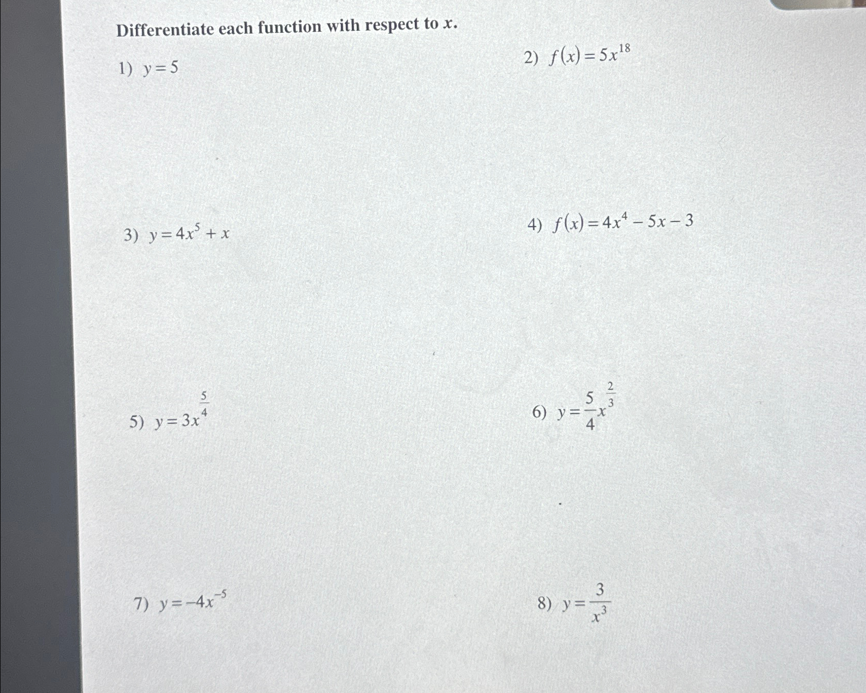 Solved Differentiate each function with respect to | Chegg.com