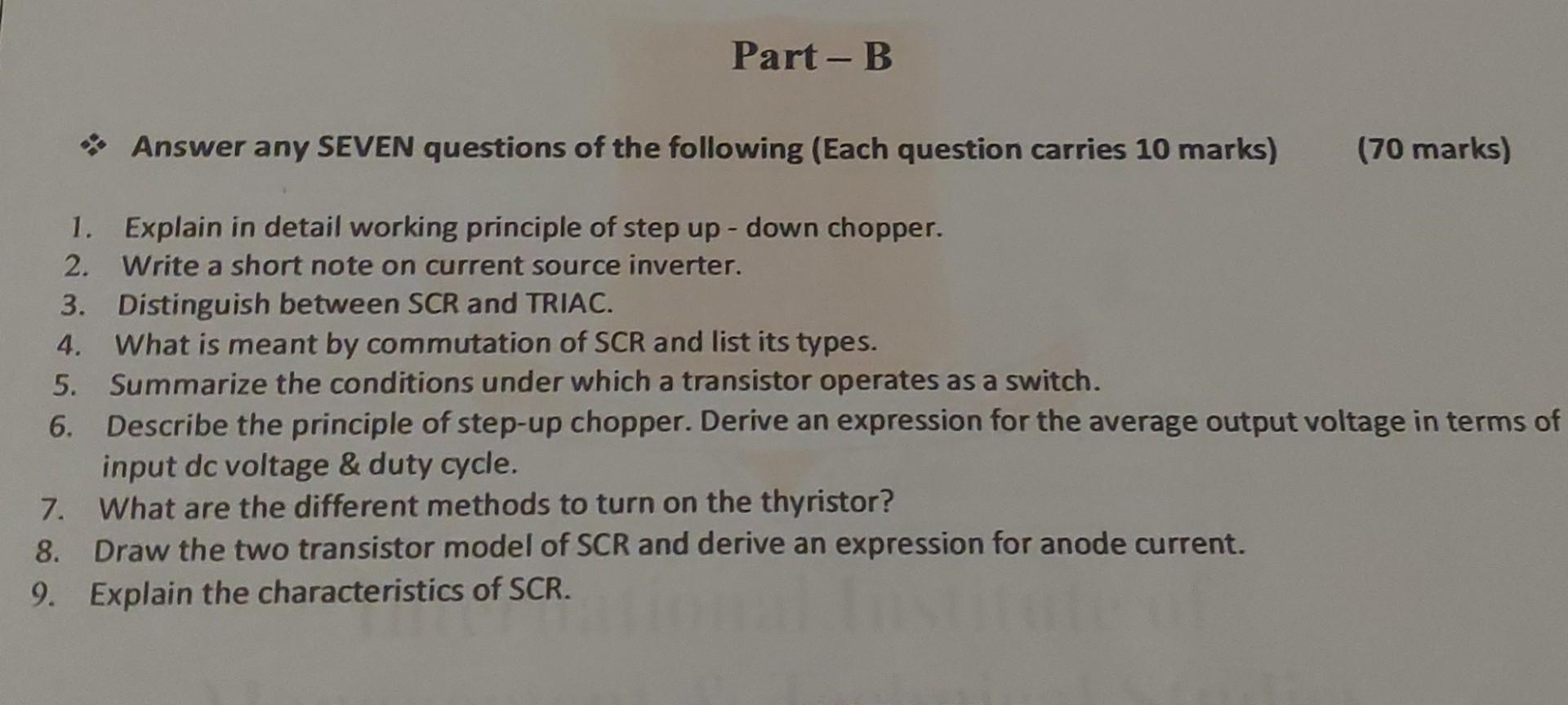 Solved Part-B Answer any SEVEN questions of the following | Chegg.com