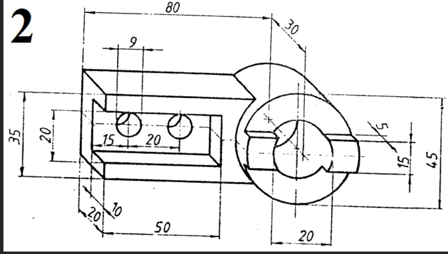 Solved Draw a top view of the technical drawing | Chegg.com