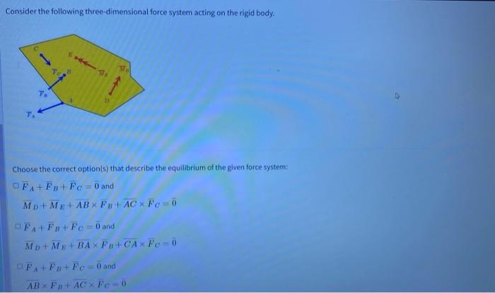Solved Consider the following three-dimensional force system | Chegg.com