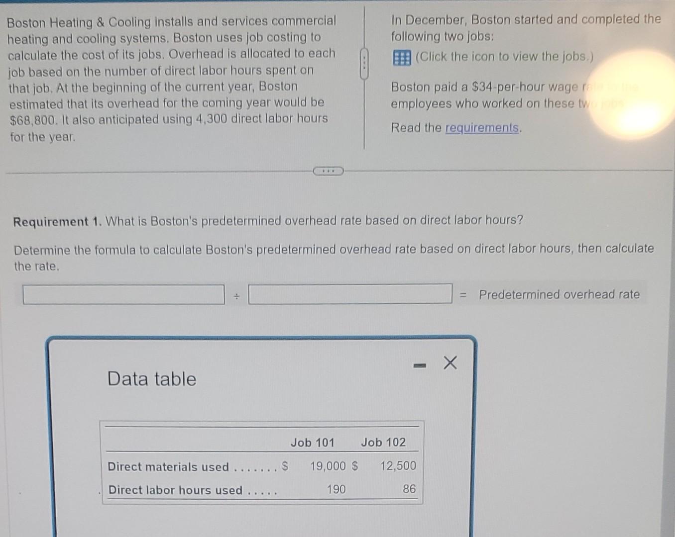 Solved Requirement 1. What is Boston's predetermined | Chegg.com