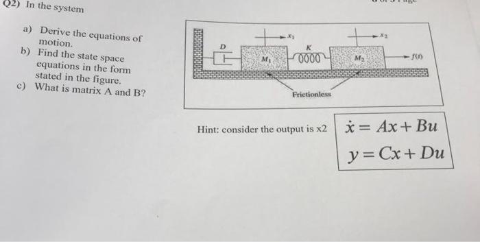 Solved Q2 In The System A Derive The Equations Of Motion