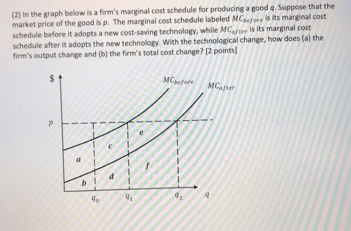 Solved (2) In the graph below is a firm's marginal cost | Chegg.com