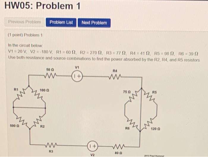 Solved HW05: Problem 1 Previous Problem Problem List Next | Chegg.com