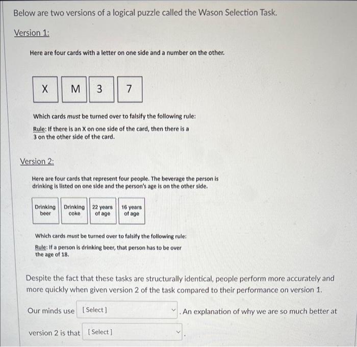 Solved Below are two versions of a logical puzzle called the | Chegg.com