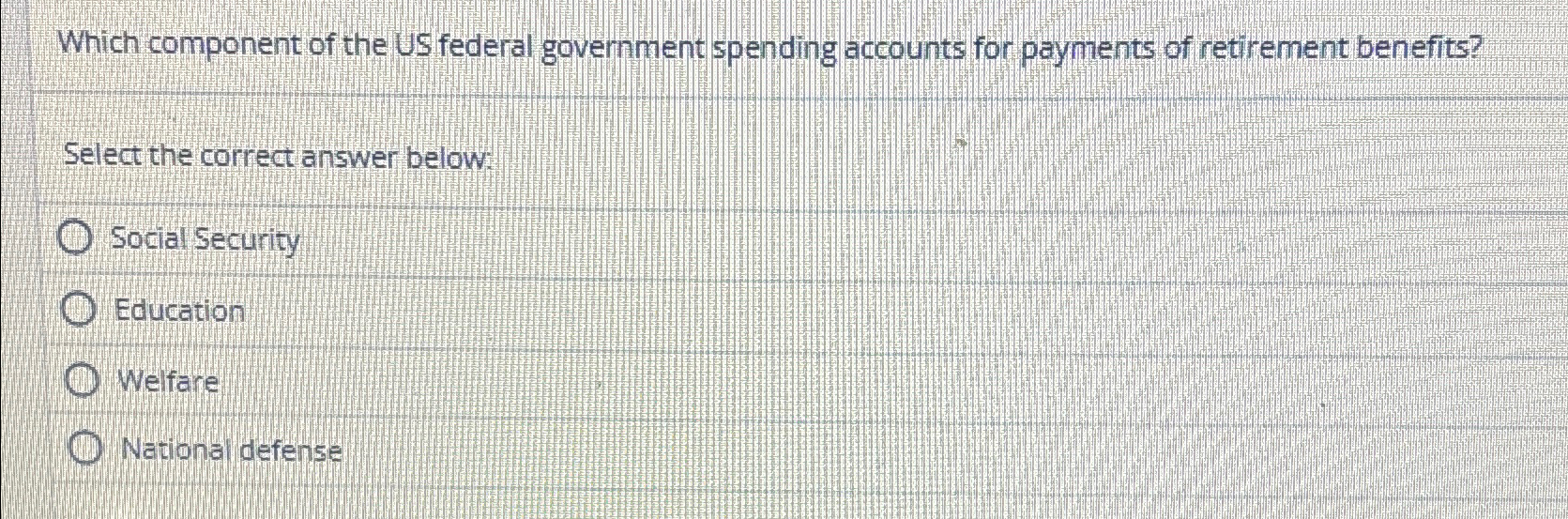 Solved Which component of the US federal government spending | Chegg.com