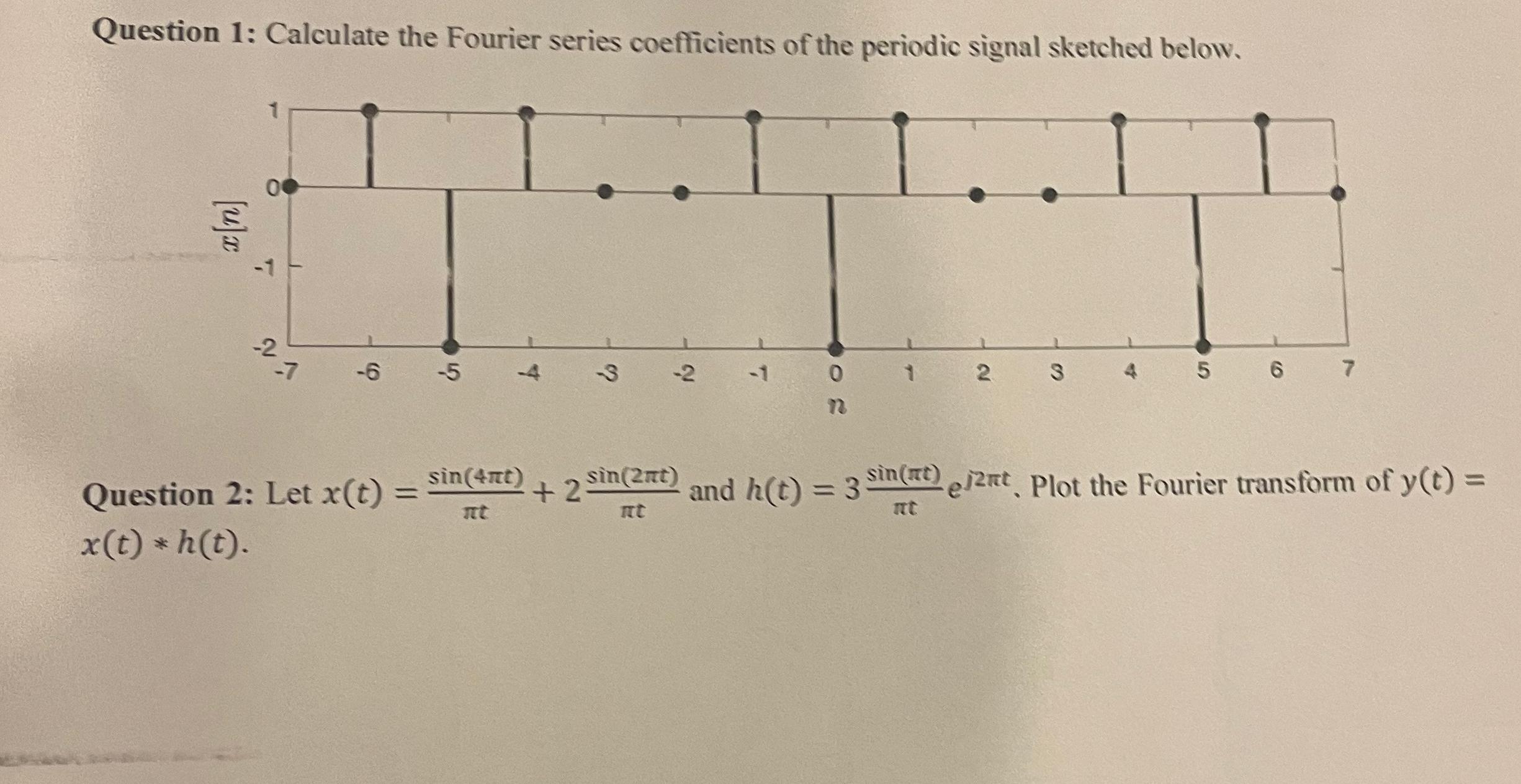 Solved Question 1: Calculate the Fourier series coefficients | Chegg.com Solved Question 1: Calculate the Fourier series coefficients | Chegg.com