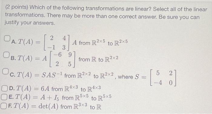 Solved (2 points) Which of the following transformations are | Chegg.com