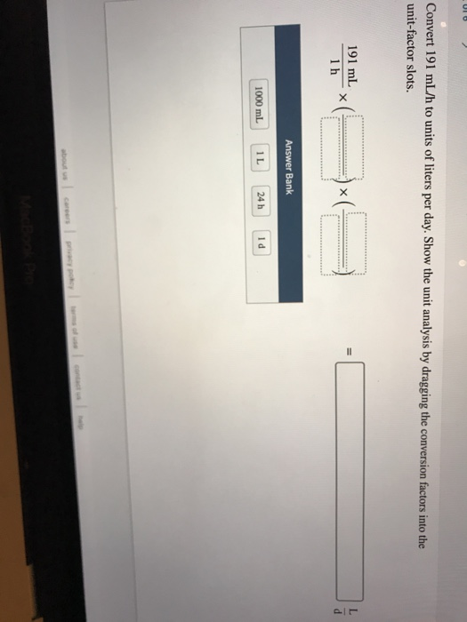 Solved UI Convert 191 mL/h to units of liters per day. Show | Chegg.com