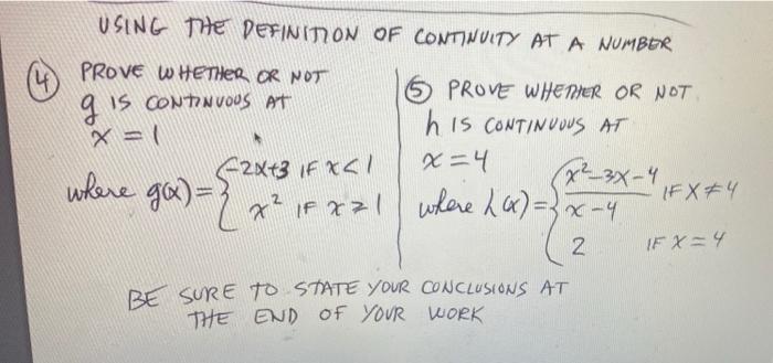 Solved USING THE DEFINITION OF CONTINUITY AT A NUMBER PROVE | Chegg.com