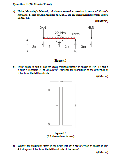 Solved Question 4 (20 ﻿Marks Total) ﻿a) ﻿Using Macauley's | Chegg.com