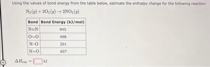 Solved Using average bond enthalpies (linked above), | Chegg.com