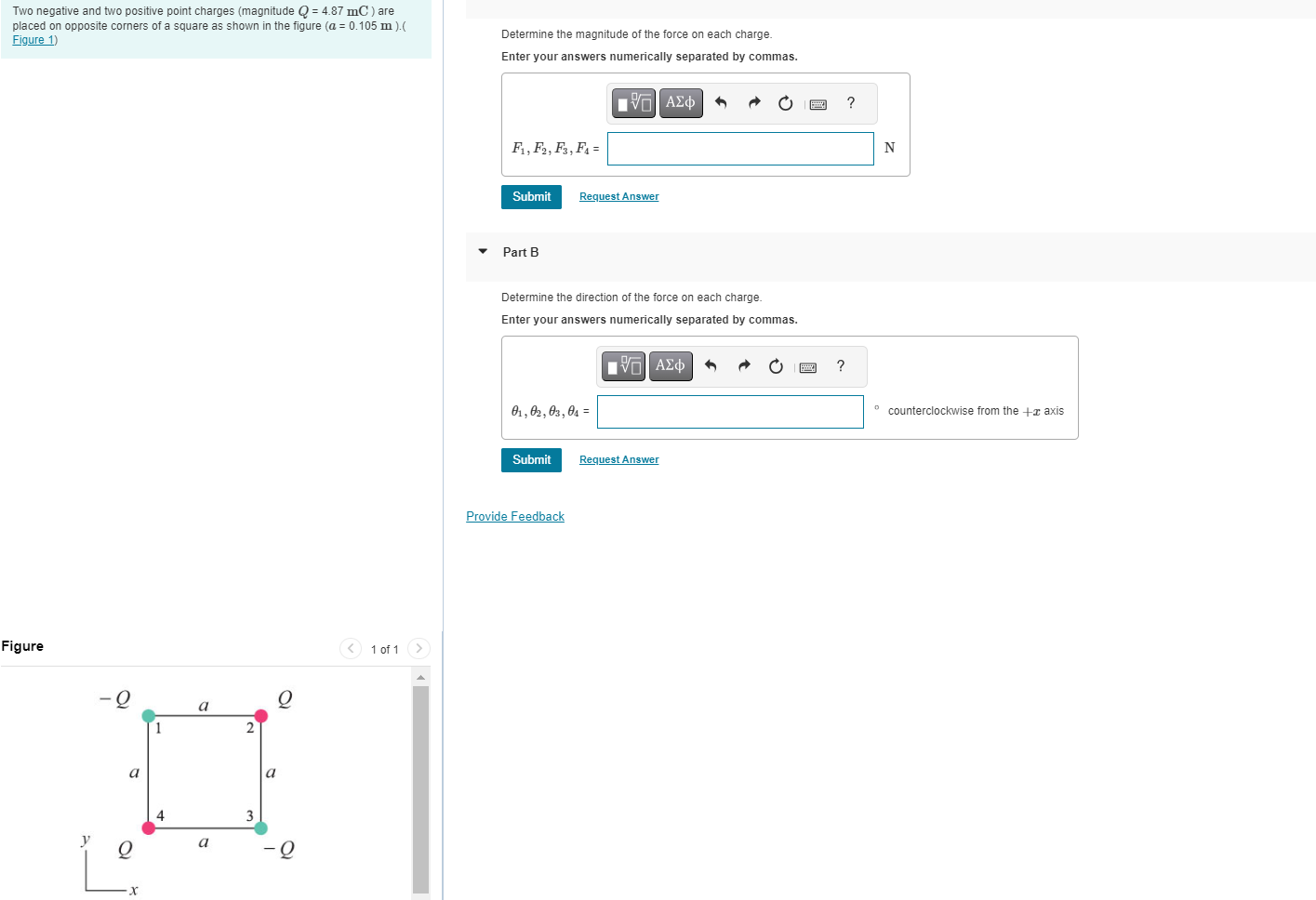 Solved Two negative and two positive point charges | Chegg.com