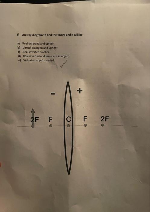 Solved 3) Use ray diagram to find the image and it will be | Chegg.com