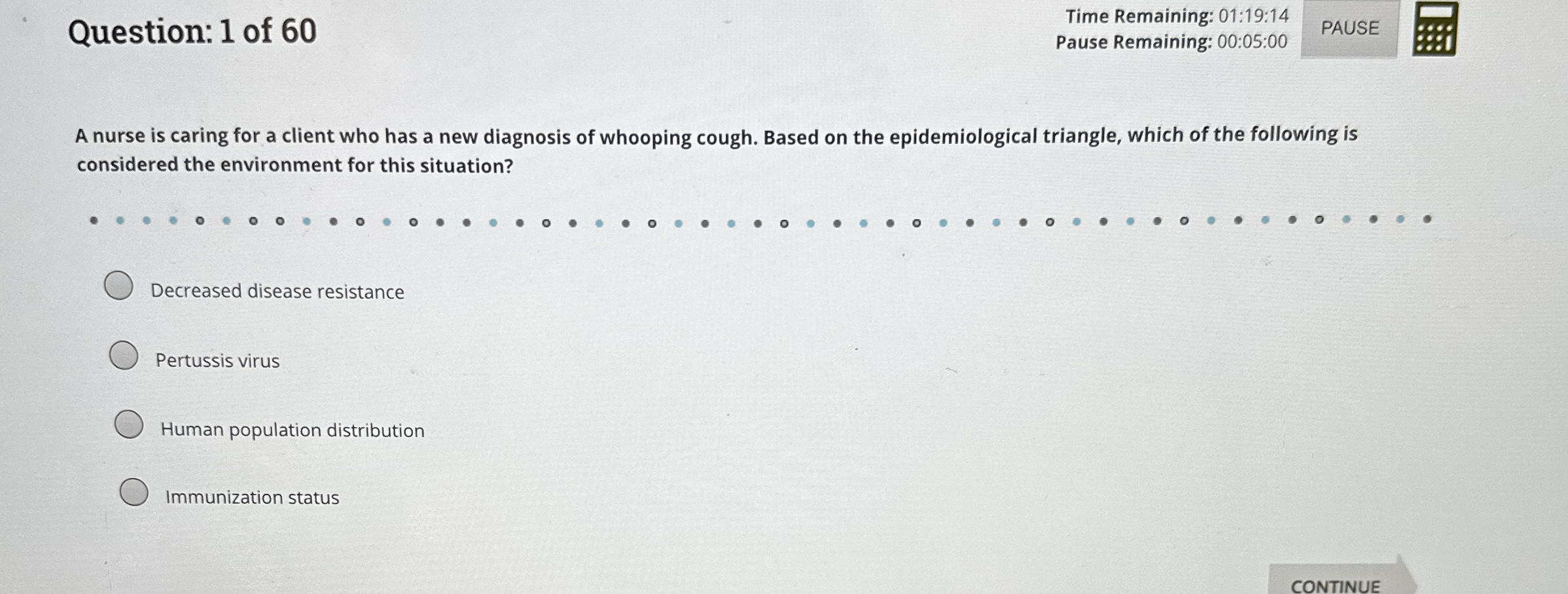 Solved Question: 1 ﻿of 60Time Remaining: 01:19:14Pause | Chegg.com