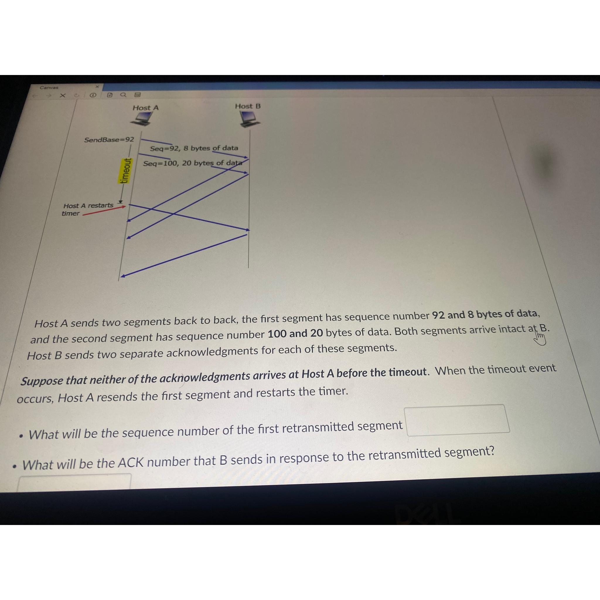 Solved Host A sends two segments back to back, the first | Chegg.com