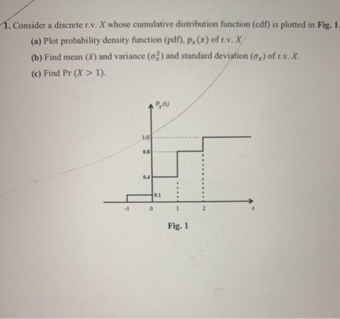 Solved 1. Consider a discrete r.v. X whose cumulative | Chegg.com