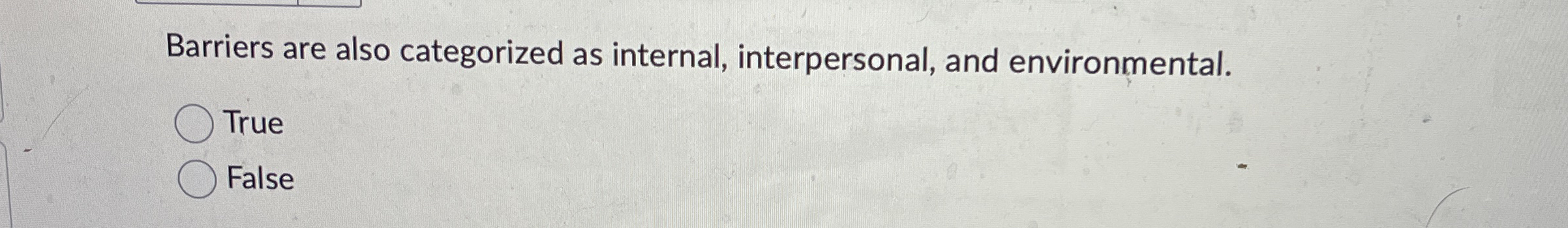 Solved Barriers are also categorized as internal, | Chegg.com