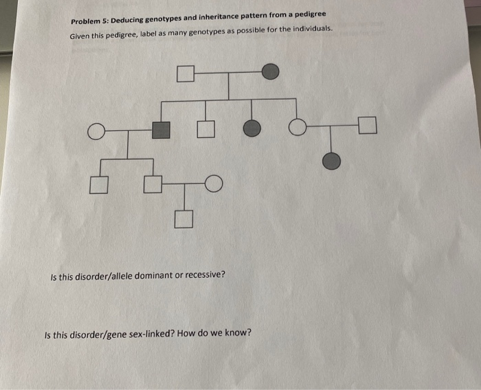 Solved Problem 5: Deducing genotypes and inheritance pattern | Chegg.com