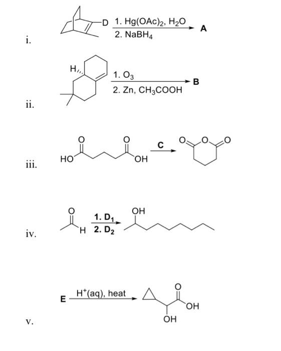 Solved 2. On3Zn,CH3COOHB 1. D1 2. D2 Nraw the structures of | Chegg.com