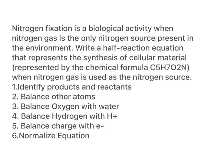 Solved Nitrogen fixation is a biological activity when | Chegg.com