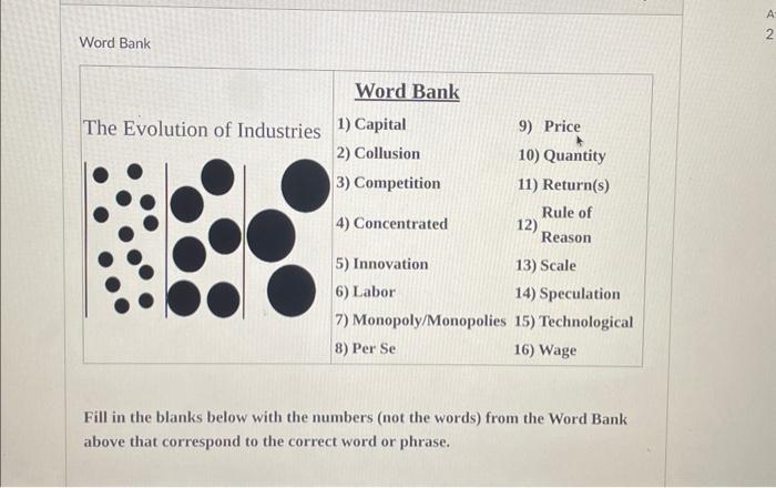 Solved Word Bank Fill in the blanks below with the numbers | Chegg.com