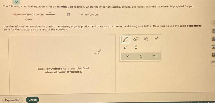 Solved The foliowing chemical equation is for an elimination | Chegg.com