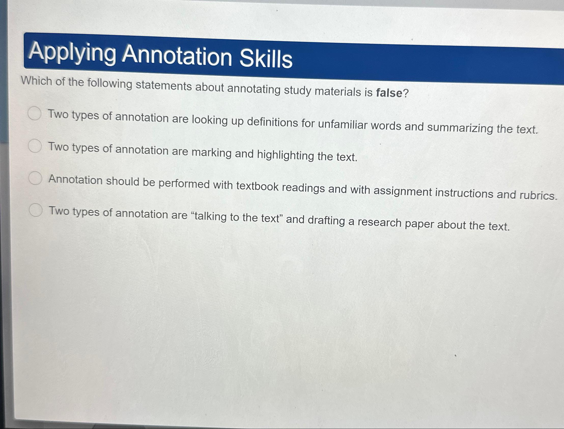Solved Applying Annotation SkillsWhich of the following | Chegg.com