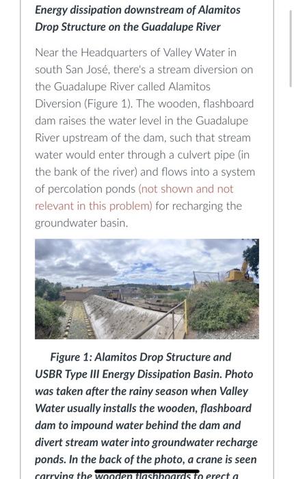 Solved Energy dissipation downstream of Alamitos Drop | Chegg.com