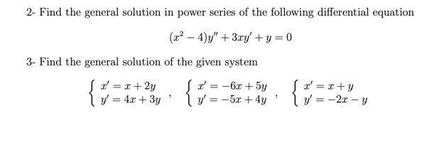 Solved dfferential equationsI need all the answersPlease | Chegg.com Solved dfferential equationsI need all the answersPlease | Chegg.com