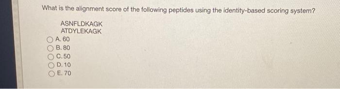 Solved What is the alignment score of the following peptides | Chegg.com