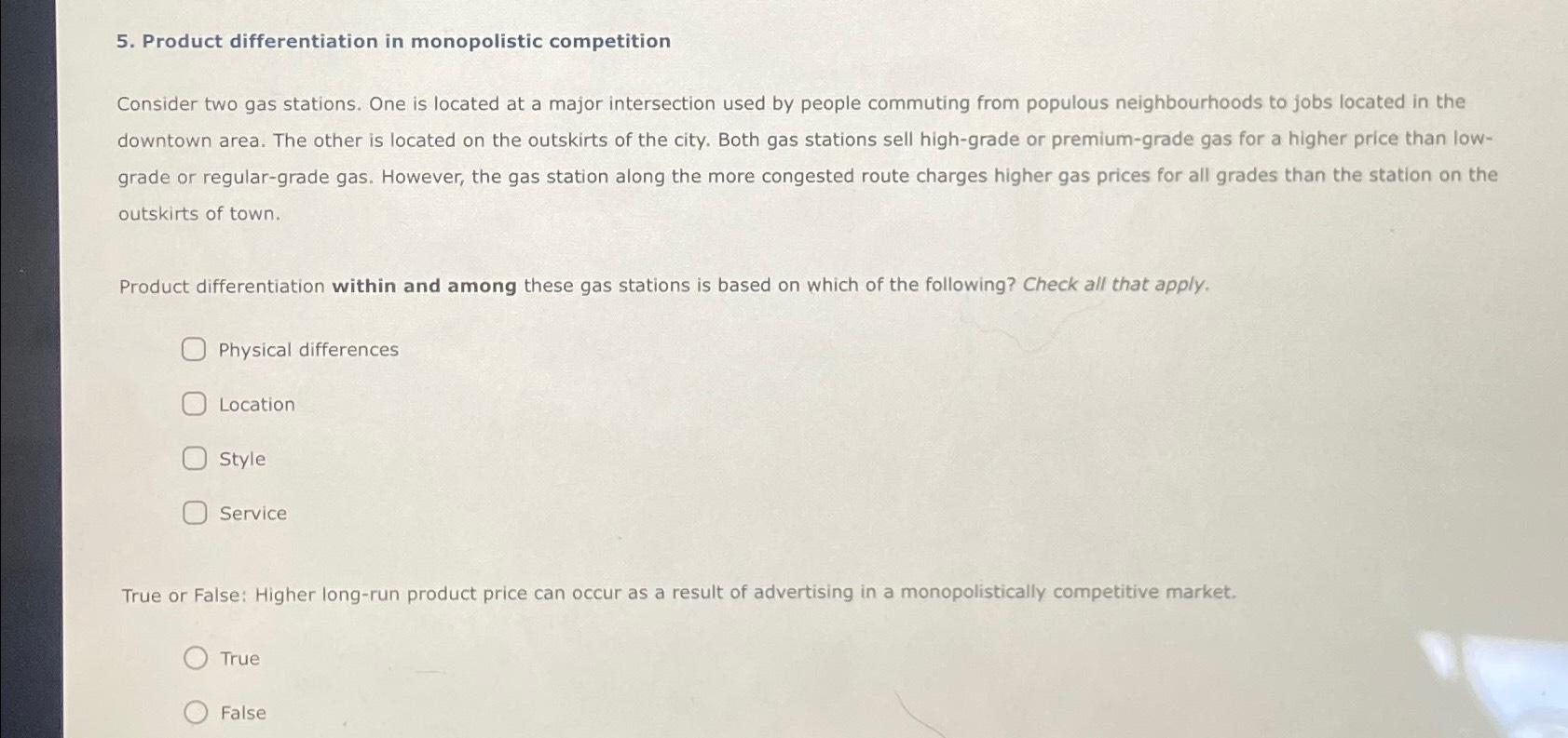 Solved Product differentiation in monopolistic | Chegg.com