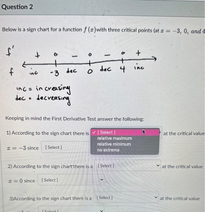 Solved Below is a sign chart for a function f(x) with three | Chegg.com