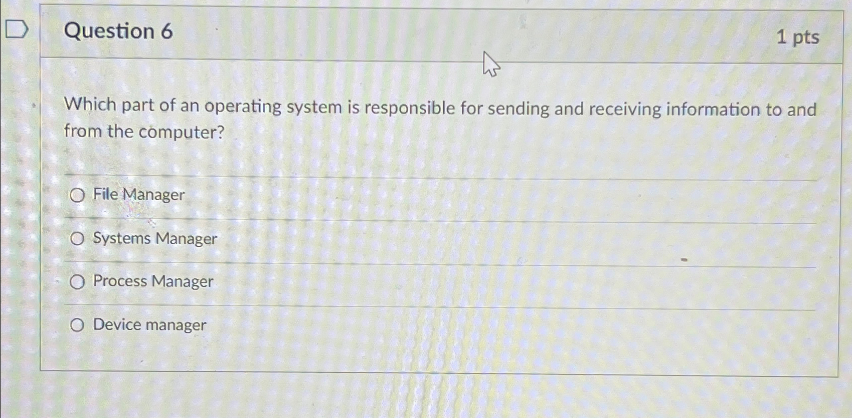 Solved Question 61 ﻿ptsWhich part of an operating system is | Chegg.com