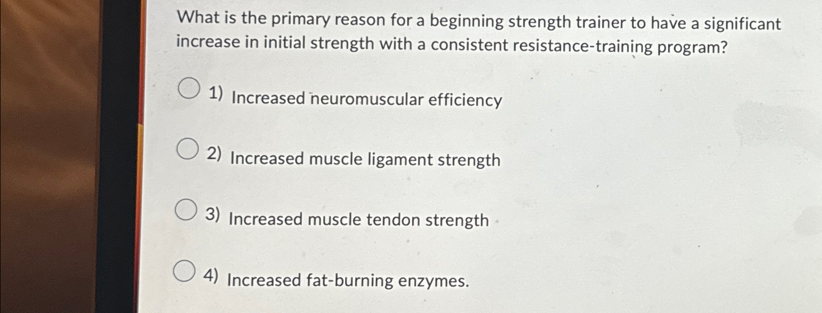 Solved What is the primary reason for a beginning strength | Chegg.com