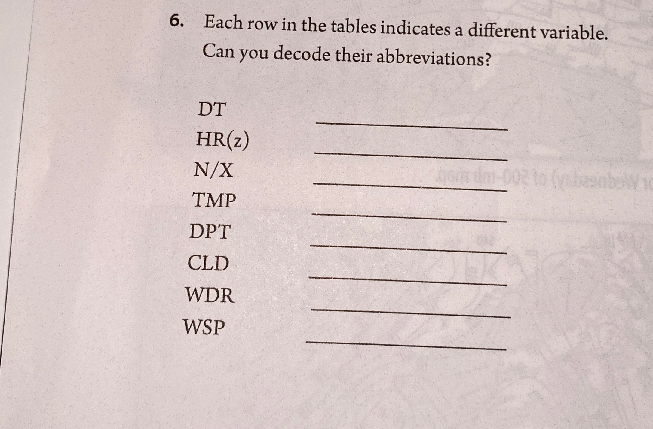 Solved Each row in the tables indicates a different | Chegg.com