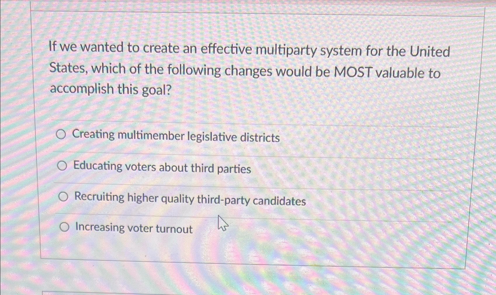 Solved If we wanted to create an effective multiparty system | Chegg.com