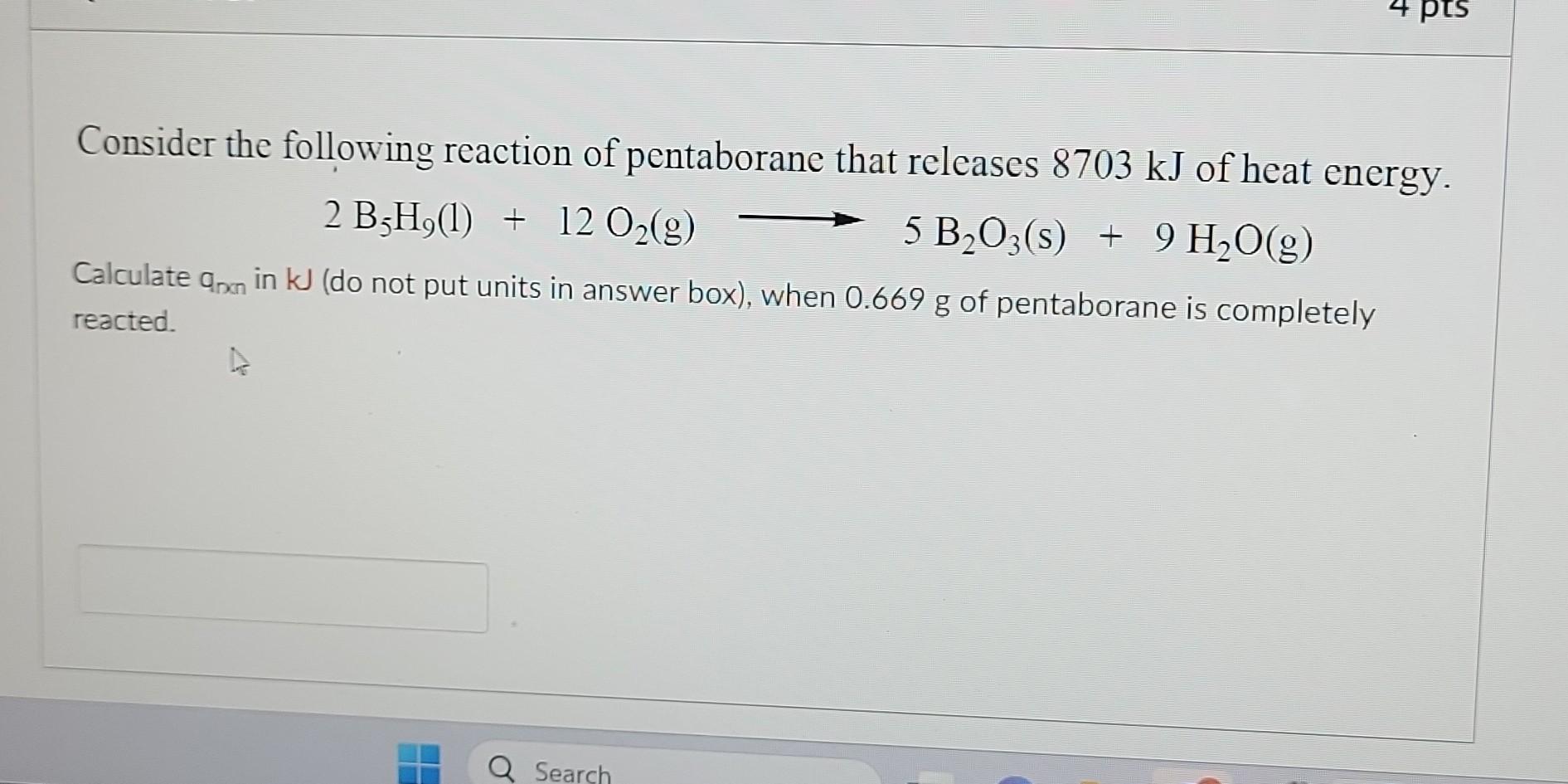 Solved Consider the following reaction of pentaborane that | Chegg.com