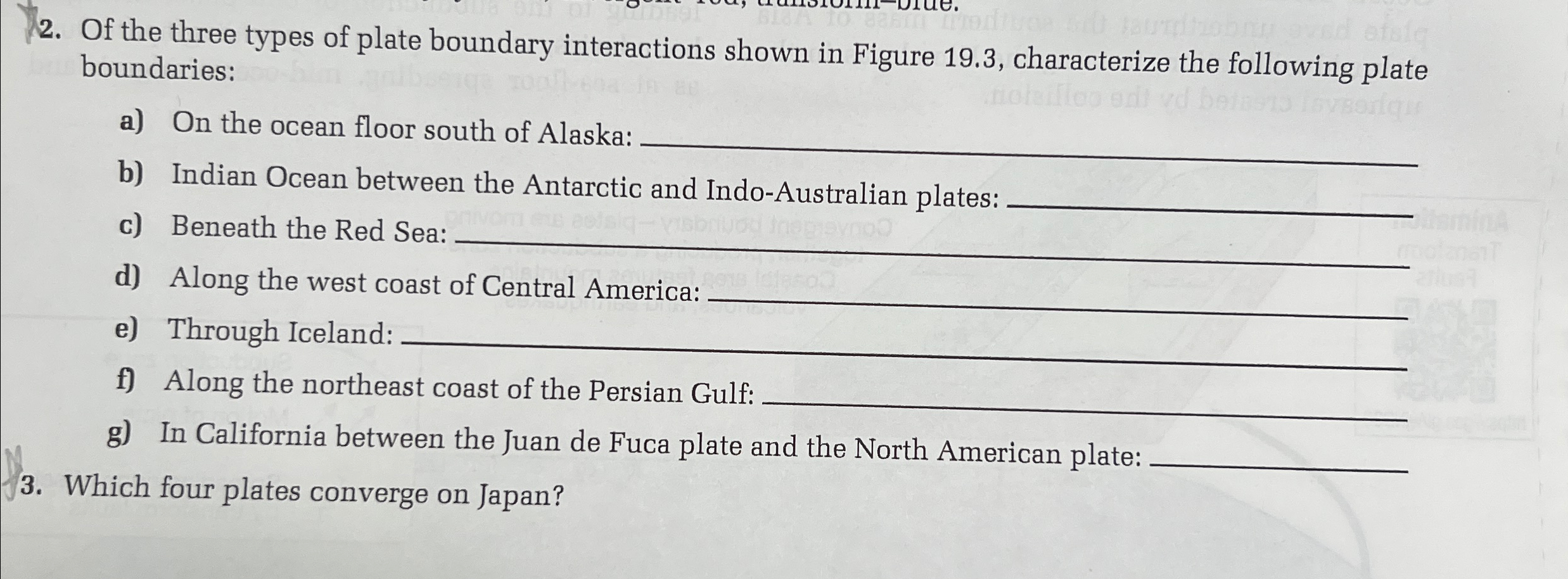 Solved Of the three types of plate boundary interactions | Chegg.com