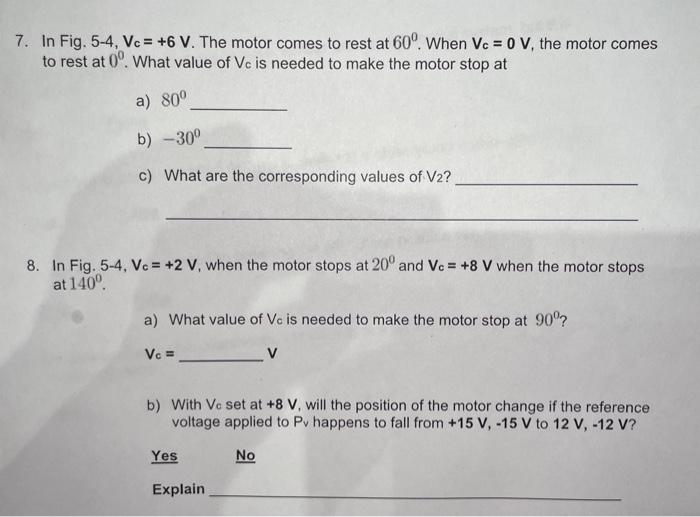 Solved Fig. 5−4In Fig. 5-4, Vc=+6 V. The motor comes to rest | Chegg.com