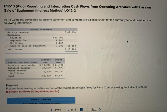 Solved E12-10 (Algo) Reporting and Interpreting Cash Flows | Chegg.com